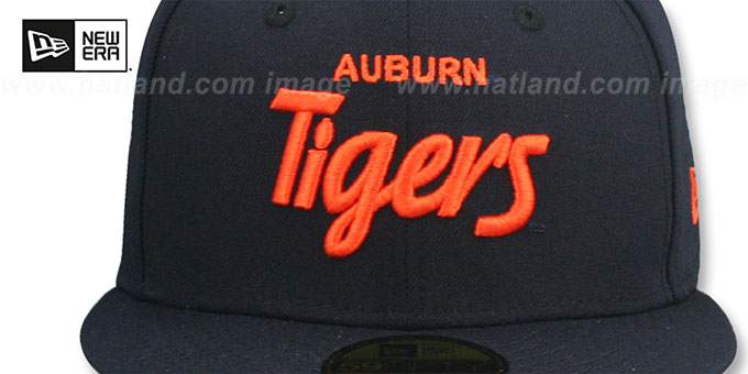 Auburn NCAA TEAM-SCRIPT Navy Fitted Hat by New Era