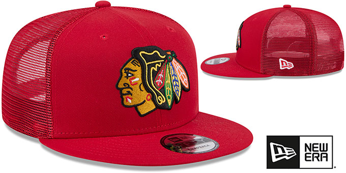 Chicago Blackhawks TEAM-BASIC TRUCKER SNAPBACK Red Hat