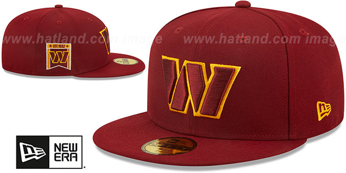 Washington Commanders BANNER SIDE-PATCH Burgundy Fitted Hat