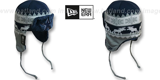 Dallas Cowboys MOOSER TRAPPER Navy-Grey Knit Hat by New Era