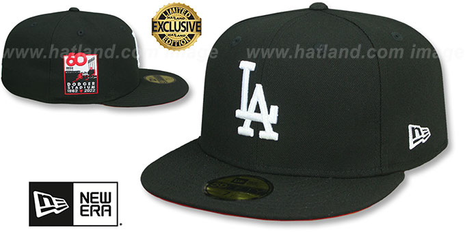 Los Angeles Dodgers 60TH STADIUM RED-BOTTOM Black Fitted Hat