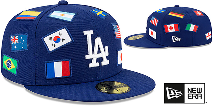 Los Angeles Dodgers ALL-OVER COUNTRY FLAGS Royal Fitted Hat