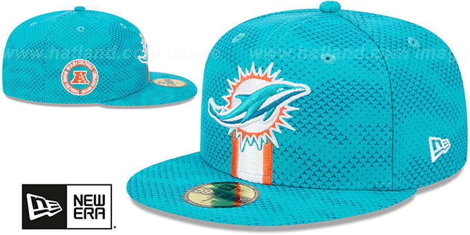 Miami Dolphins 2024 NFL SIDELINE Aqua Fitted Hat by New Era