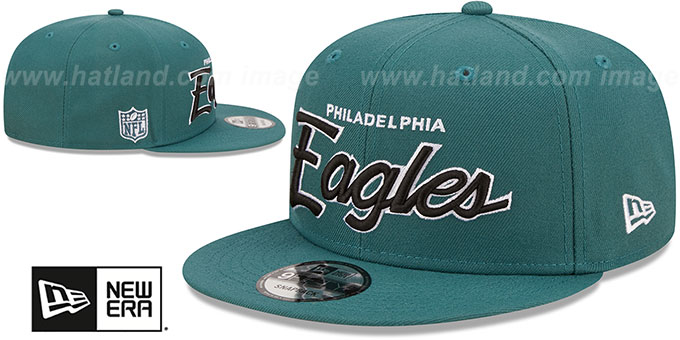Philadelphia Eagles SCRIPT-UP SNAPBACK Green Hat by New Era