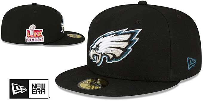 Philadelphia Eagles SUPER BOWL LIX CHAMPIONS Black Fitted Hat