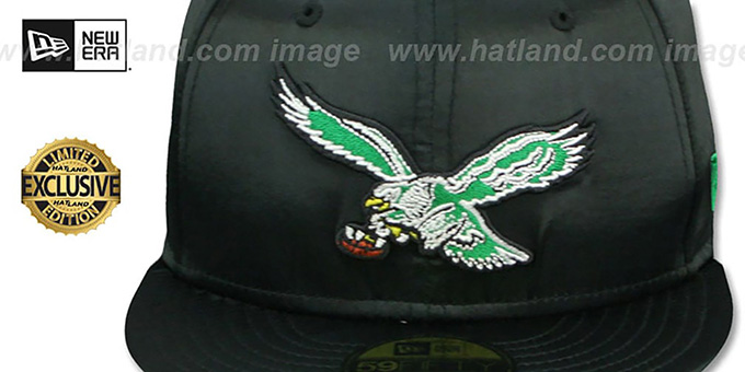 Philadelphia Eagles THROWBACK SATIN BASIC Black Fitted Hat