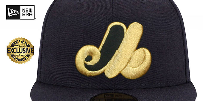 Montreal Expos GOLD-METALLIC Black Fitted Hat by New Era