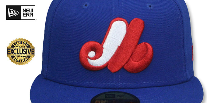Montreal Expos Red-METALLIC Royal Fitted Hat by New Era