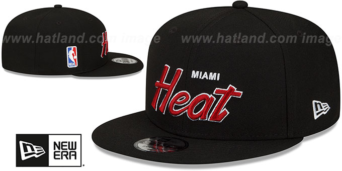 Miami Heat SCRIPT-UP SNAPBACK Black Hat by New Era