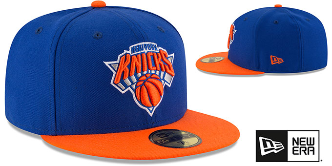 New York Knicks 2T NBA TEAM-BASIC Royal-Orange Fitted Hat