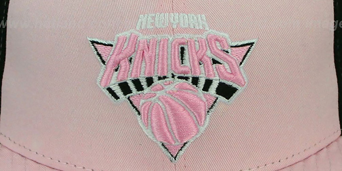 New York Knicks PINWHEEL Light Pink-Black Fitted Hat