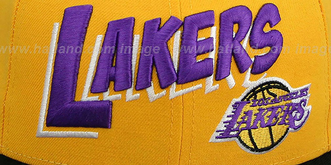 Los Angeles Lakers COMIC-WORD Gold-Black Fitted Hat