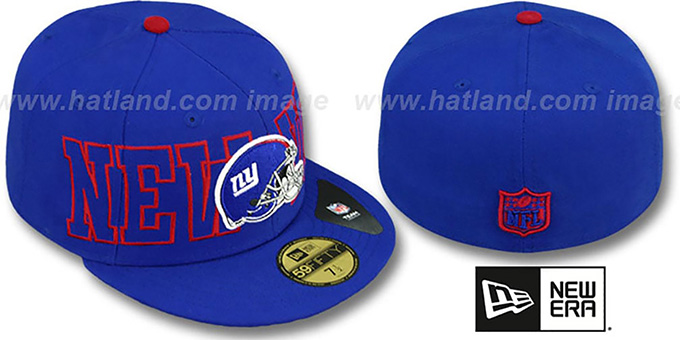New York NY Giants NFL WRAP-IT-UP Royal Fitted Hat