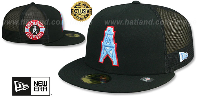 Houston Oilers EST 1960 MESH-BACK SIDE-PATCH Black-Black Fitted H