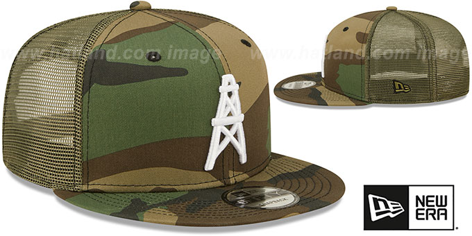 Houston Oilers THROWBACK ARMY CAMO TRUCKER Hat by New Era