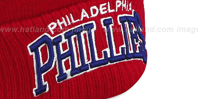 Philadelphia Phillies ARCHED-RIBBED Red Knit Beanie Hat