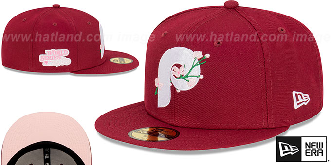 Philadelphia Phillies LOGO BLOOM SIDE-PATCH Burgundy-Pink Fitted