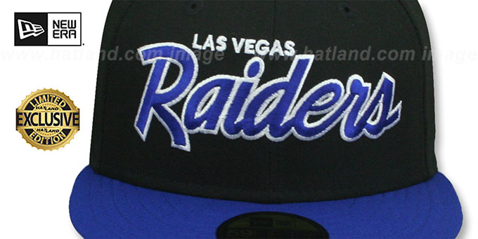 Las Vegas Raiders NFL TEAM-SCRIPT Black-Royal Fitted Hat