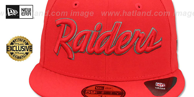 Oakland Raiders NFL TEAM-SCRIPT Fire Red-Fire Red Fitted Hat