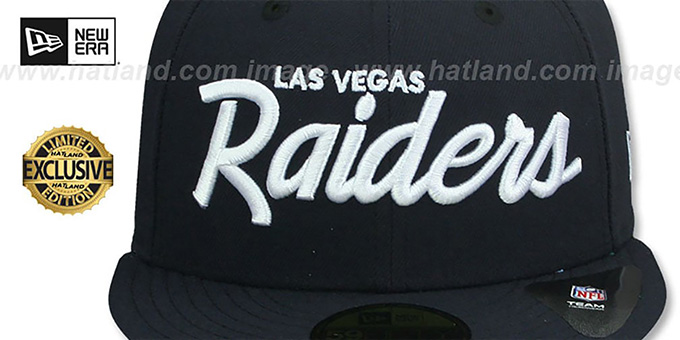Las Vegas Raiders NFL TEAM-SCRIPT Navy Fitted Hat by New Era