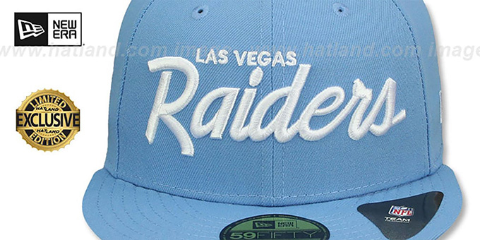 Las Vegas Raiders NFL TEAM-SCRIPT Sky Fitted Hat by New Era