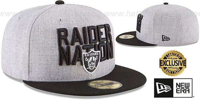 Las Vegas Raiders RAIDER-NATION Grey-Black Fitted Hat
