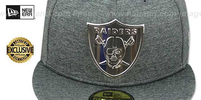 Oakland Raiders SILVER METAL-BADGE Shadow Tech Fitted Hat