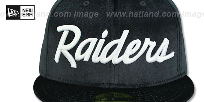 Oakland Raiders TEAM-SCRIPT VELOUR Black Fitted Hat