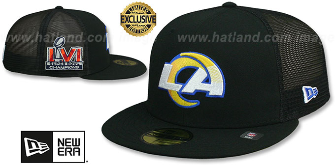 Los Angeles Rams SB LVI CHAMPS MESH-BACK SIDE-PATCH Black-Black F