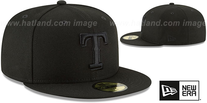 Texas Rangers BLACKOUT Fitted Hat by New Era
