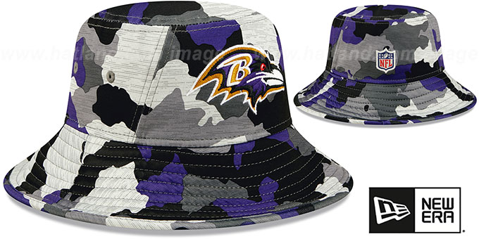 Baltimore Ravens 2022 CAMO NFL TRAINING CAMP BUCKET Hat