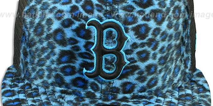 Boston Red Sox CHEETAH ANIMAL-FUR MESH-BACK Fitted Hat