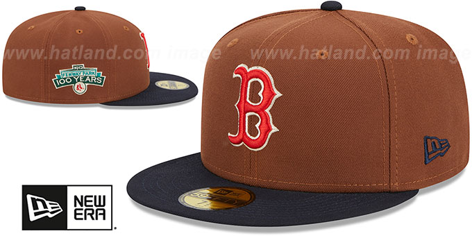 Boston Red Sox HARVEST SIDE-PATCH Brown-Navy Fitted Hat
