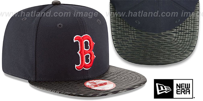 Boston Red Sox LEATHER-RIP SNAPBACK Navy-Black Hat