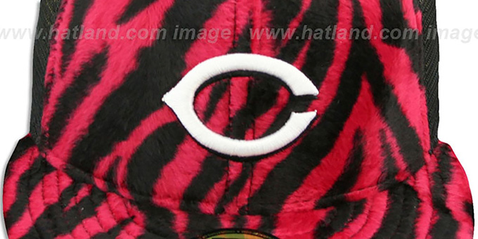 Cincinnati Reds ZEBRA ANIMAL-FUR MESH-BACK Fitted Hat