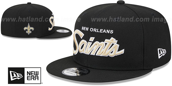New Orleans Saints TEAM-SCRIPT SNAPBACK Black Hat by New Era