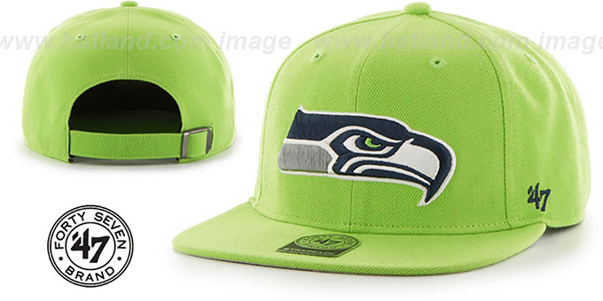 Seattle Seahawks SUPER-SHOT STRAPBACK Lime Hat