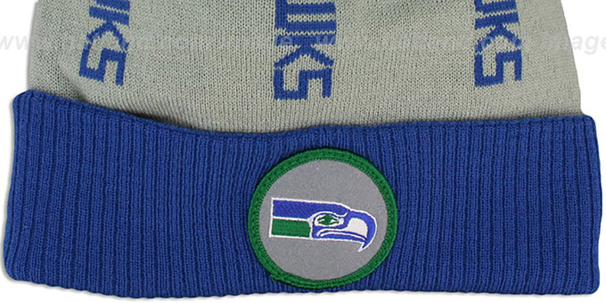 Seattle Seahawks VERTICAL WORD BEANIE Grey-Royal