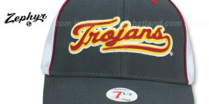 Southern California Southern Cal SCRIPT-MESH Grey-White Fitted Ha