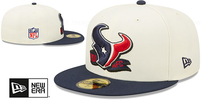 Houston Texans 2022 NFL SIDELINE Cream-Navy Fitted Hat