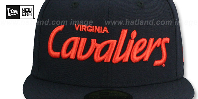 Virginia NCAA TEAM-SCRIPT Navy Fitted Hat by New Era