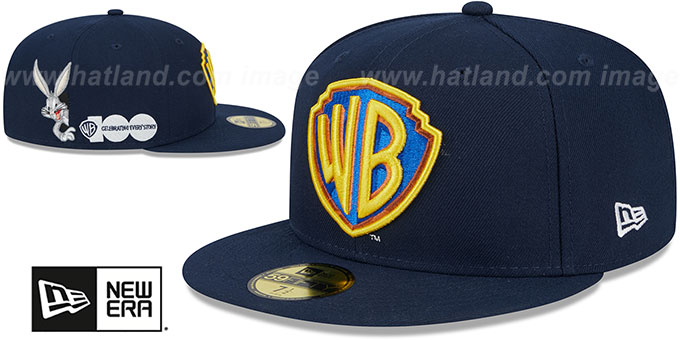 Warner Brothers 100TH RETRO SHIELD Navy Fitted Hat