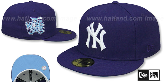 New York Yankees 75TH WORLD SERIES SKY-BOTTOM Purple Fitted Hat