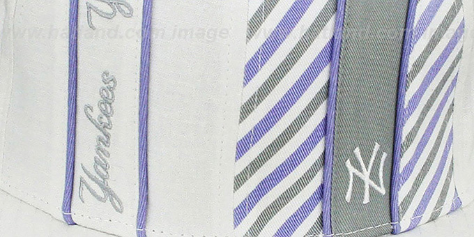 New York Yankees LINEN STRIPE White-Lavender Fitted Hat