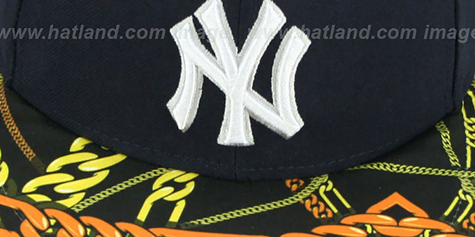 New York Yankees REAL CHAINS VIZA-PRINT Navy Fitted Hat