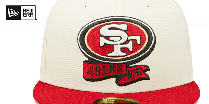 San Francisco 49ers 2022 NFL SIDELINE Cream-Red Fitted Hat