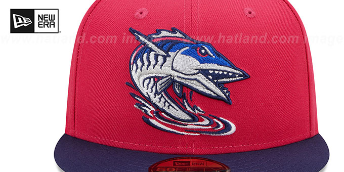Pensacola Blue Wahoos MILB MARVEL DEFENDERS Pink-Navy Fitted Hat