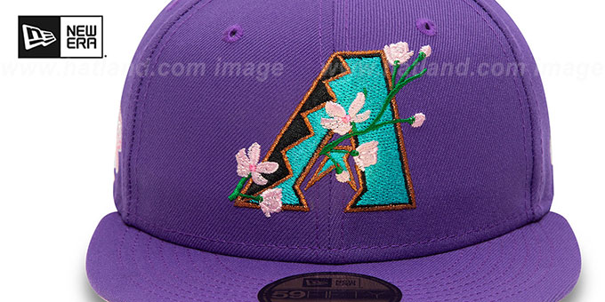 Arizona Diamondbacks LOGO BLOOM SIDE-PATCH Purple-Pink Fitted Hat