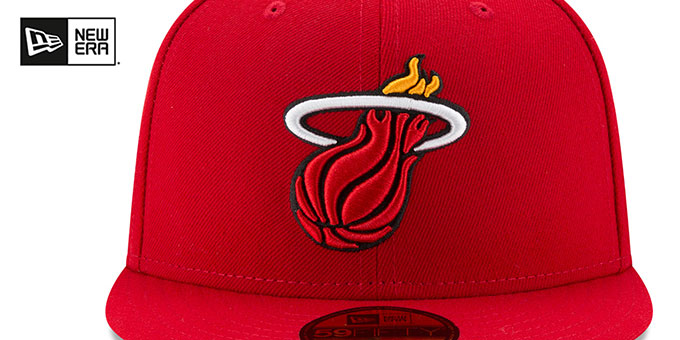 Miami Heat NBA TEAM-BASIC Red Fitted Hat by New Era