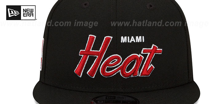 Miami Heat SCRIPT-UP SNAPBACK Black Hat by New Era